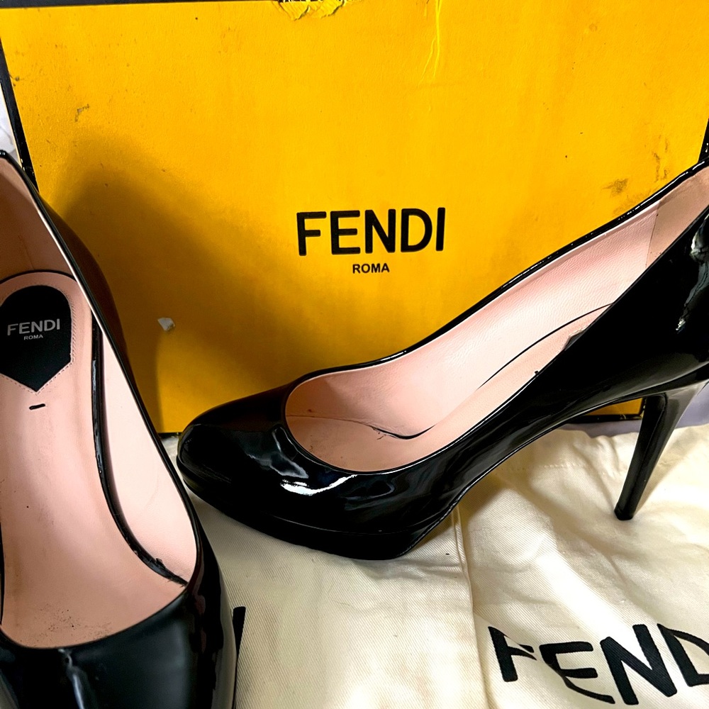 Fendi Patent Leather Platform Pumps. - Gem